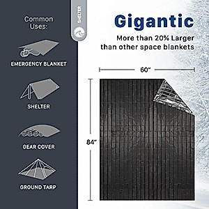 Oceas Outdoor Mylar Emergency Blankets - 4 Pack of Extra Large Thermal Foil Space Blankets - Designed by NASA for Camping, Hiking, and Car Use (Black)