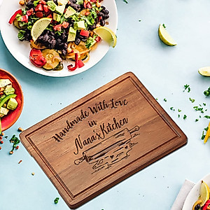 Gift for Nana, Hand made With Love in Nana's, Engraved Kitchen Cutting Board, Gifts for Mom, Grandma, Nana, Mother's Day Gift, Christmas Gift One Size