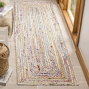4x4 5x5 6x6 3x5 4x6 5x8 Rainbow Jute Runner Rug, Indian Handmade Casual Cotton and Jute Mix Rug for Home Decor Braided Area Rug Bohemian Style Carpet in Multi Sizes (4x6 Area Rug)