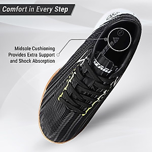 Vizari Tesoro Kids Indoor Soccer Shoes | Synthetic Kids Soccer Cleats | Durable Football Shoes with Non-Marking Rubber Outsole for Maximum Traction for Boys and Girls, (Black, 13.5)