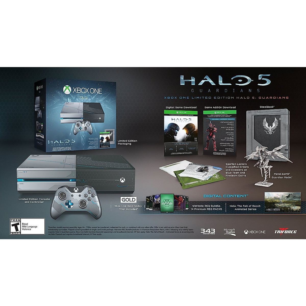 Xbox One 1TB Console - Halo 5: Guardians Limited Edition Bundle + Xbox One Wireless Controller + Forza Horizon 2 [Emailed Digital Code]