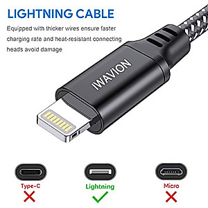IWAVION iPhone Charger Cable, 4pack 3ft/1m Lightning Cable Nylon Braided MFi Certified iPhone Cable USB Sync Cord Fast iPhone Charging Cable for iPhone Xs Max X XR 8 7 6s 6 Plus SE 5, iPad Mini/Air