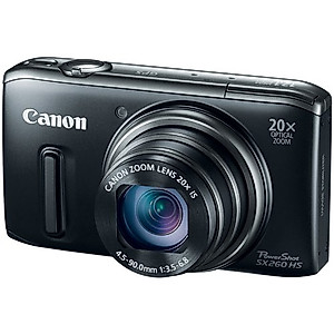 Canon PowerShot SX260 HS 12.1 MP CMOS Digital Camera with 20x Image Stabilized Zoom 25mm Wide-Angle Optical Lens and 1080p HD Video (Black)