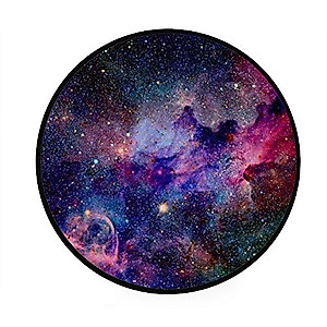 My Daily Colorful Galaxy Star and Nebula Universe Round Area Rug for Living Room Bedroom Kids Playing Rug Polyester Yoga Floor Mat 3' Diameter
