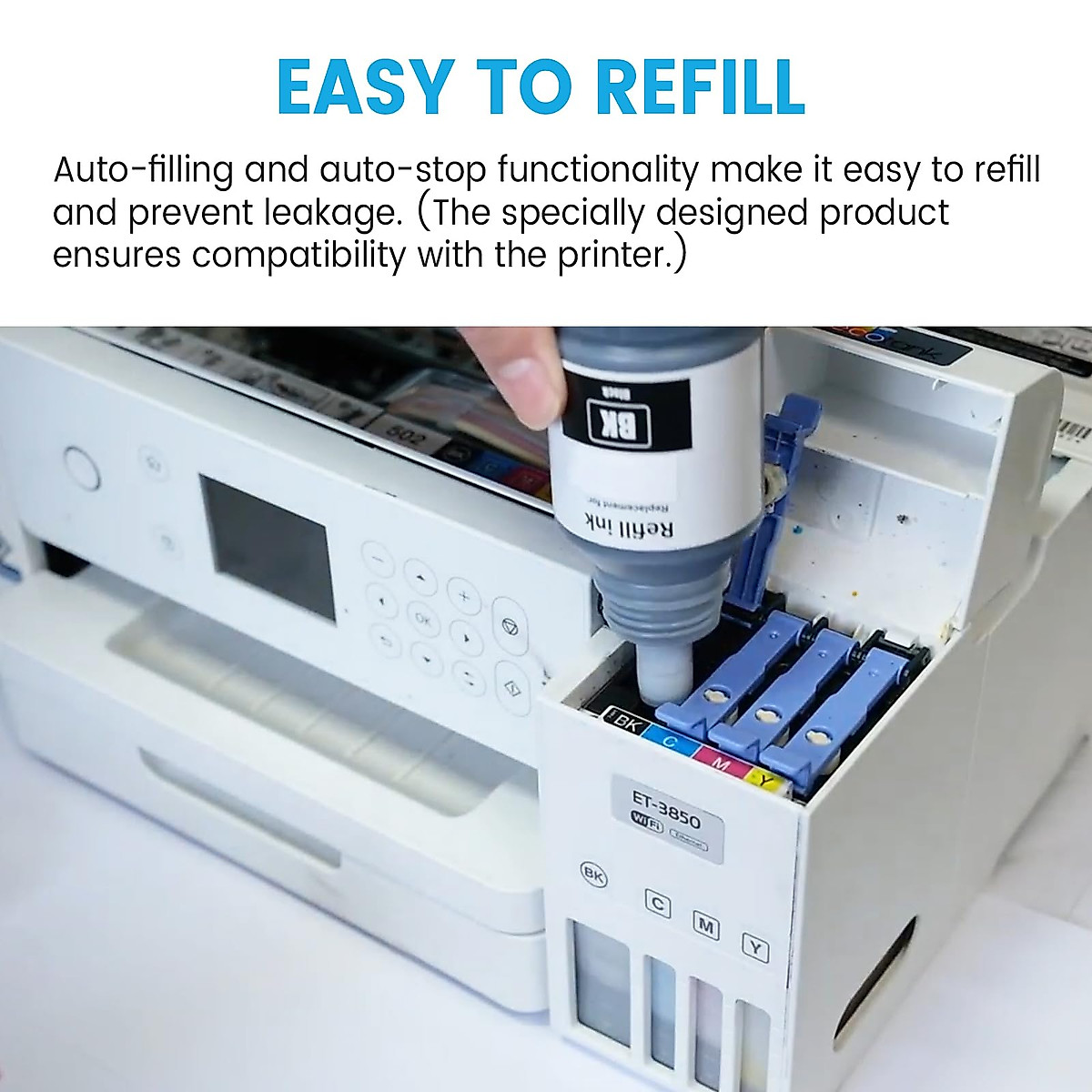 Volca Spares T502 502 T522 522 Ink Refill Bottles for Epson EcoTank Printer ET-2800 ET-2850 ET-3830 ET-3843 ET-3850 ET-4800 ET-4850 ET-15000 ET-2750 ET-2760 ET-2720 ET-2400