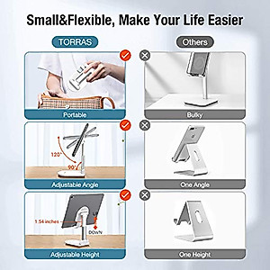 TORRAS Foldable Cell Phone Stand for Desk [Ultra-Portable] Adjustable Desktop Phone Holder Thick Case Friendly Phone Dock Compatible for iPhone 13 12 11 Pro Max, Samsung Galaxy S21+Ultra Note 20 & All