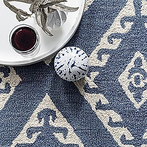 nuLOOM Meadow Hand Tufted Wool Tribal Geometric Area Rug, 4' x 6', Blue