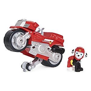 Paw Patrol, Moto Pups Marshall’s Deluxe Pull Back Motorcycle Vehicle with Wheelie Feature and Toy Figure