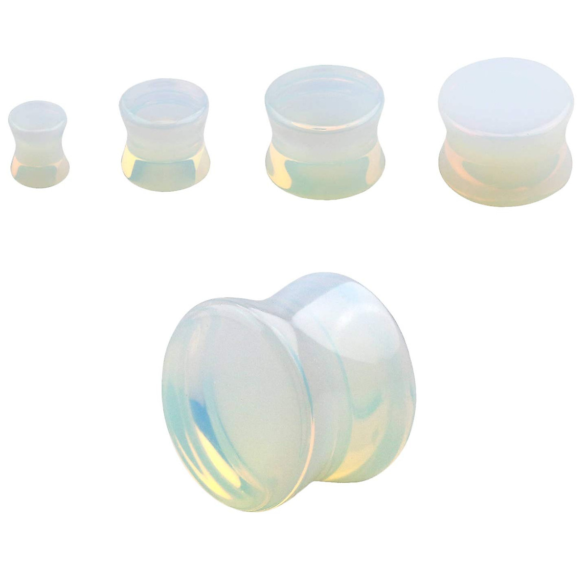 Pierced Owl Natural Moonstone Double Flared Plug Earrings, Sold as a Pair (20mm (13/16"))