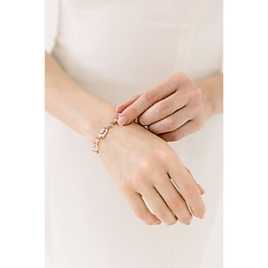 SWEETV Cubic Zirconia Bridal Wedding Bracelets for Brides, Bridesmaids, Marquise Elegant Tennis Bracelet for Women Jewelry Gift