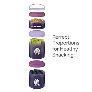 Whiskware Star Wars Stackable Snack Containers for Kids and Toddlers, 3 Stackable Snack Cups for School or Travel, Ashoka and R2D2