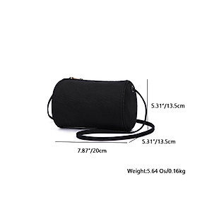 YONBEN Cross Body Bag Womens Casual Cylinder Shape Handbag Simply New Popular Shoulder Bag Lightweight Stylish (Black)