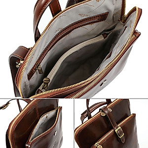 Time Resistance Leather Backpack Convertible to Shoulder Bag Full Grain Real Leather Travel Satchel Rucksack