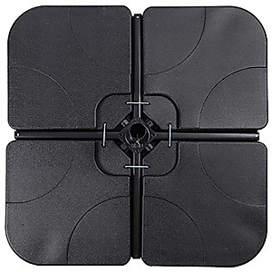 Sunnyglade 4PCS 176LB Square Shaped Water Or Sand Filled Umbrella Base Cantilever Offset Patio Market Umbrella Base Stand with U Locking (Black)