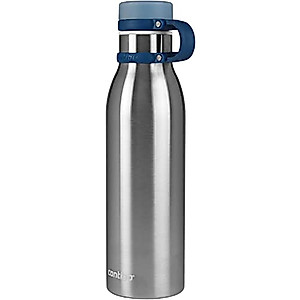Contigo Matterhorn Vaccum Insulated Stainless Steel Water Bottle with Leak-Proof Chug Cap, Drinks Stay Cold up to 24 Hours or Hot up to 10 Hours, Fits Most Cup Holders, 20oz Steel/Monaco