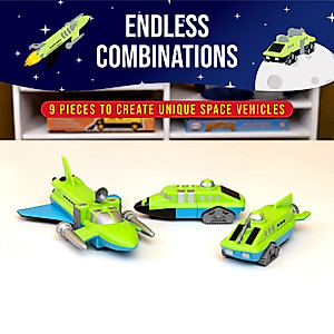 POPULAR PLAYTHINGS Mix or Match Vehicles 5, Magnetic Toy Play Set, Spacecraft Vehicles