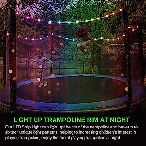 LED Trampoline Lights，Remote Control Trampoline Rim LED Light for 12Ft Trampoline, 16 Color Change by Yourself, Waterproof，Super Bright to Play at Night Outdoors, Good Gift for Kids