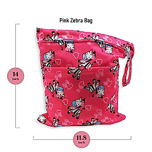 CasenBag Pink Zebra Wet and Dry Diapers Bag with Wet Wipes Cases. (KT-WDCB-002)