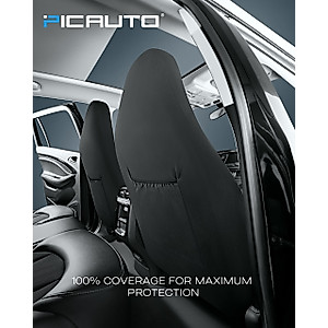 PIC AUTO High Back Front Car Seat Covers - Sports Carbon Fiber Mesh Design, Universal Fit, Airbag Compatible (Black)