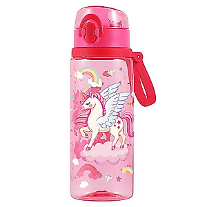 Home Tune Cute Water Bottle for School Kids Girls, Soft Silicone Chug Lid & BPA FREE & Leak Proof & Easy Clean, 24oz / 700ml - Unicorn