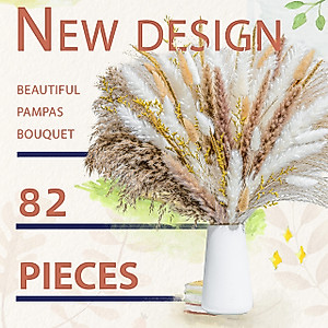 85PCS Natural Pampas Grass Bouquet | Boho & Western Wedding Decor Flowers Dried Pampas Grass Decor for Elegant Floral Arrangements, Home & Table Decorations
