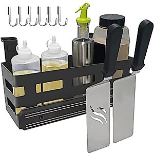 Griddle Caddy for Blackstone Griddle Accessories, Space Saving Grill Accessories Storage Caddy, BBQ Accessories Holder for Blackstone 28”-36” Griddle with a Magnetic Tool Holder and 6 J-Hooks