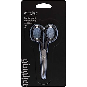 Gingher 01-005102 Lightweight Embroidery Scissors, 4-Inch , Black