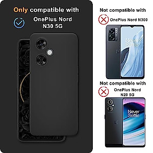 YENAPOON for OnePlus Nord N30 5G Case and 1 Pack Tempered Glass Screen Protector, Slim Liquid Silicone Shockproof Protective Case - Black