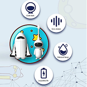 Sonic Rechargeable Kids Electric Toothbrush with 3 Brush Head, Cute Shaped Toothbrush for Children, IPX7 Waterproof