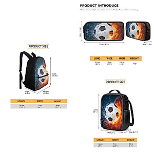 FOR U DESIGNS Teens Backpack Set 3 Piece Soccer Canvas Boys School Bags,Lunch Bags,Pencil Box 3 in 1