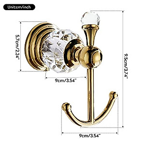 WINCASE Crystal Towel Hook, Gold Robe Hooks, Bathroom Hand Towel Wall Hanger for Clothes Closet Wall Mounted Kitchen