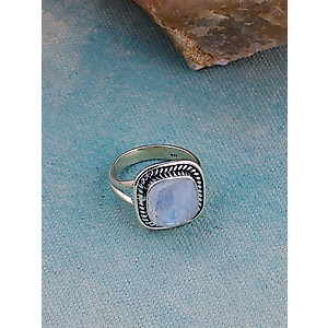 YoTreasure Rainbow Moonstone Solid 925 Sterling Silver Split Shank Ring