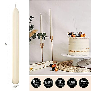 SPAAS Ivory Tapered Candles Pack of 14 - 9 Inch Tall for Candlesticks, Unscented Premium Wax - 8 Hour Long Burning for Home Decoration, Wedding, Holiday and Parties