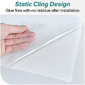 DOWELL Privacy Window Film, Frosted Glass Window Film for Bathroom, Static Cling Non Adhesive Window Clings, Opaque Door Shower Covering, UV Blocking Window Sticker for Home Office, 17.5 x 78.7 inches