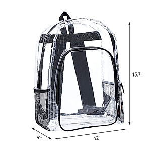 Heavy Duty Clear Backpack, Large Transparent Clear Bookbag, See Through Backpack for College, Work, Security Travel & Sports