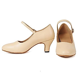 TINRYMX Closed Toe Dance Shoes Women Mary Jane Shoes Latin Ballroom Salsa Shoes Character Shoes, US 7