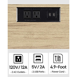 TUTOTAK End Table with Charging Station, Set of 2, Side Table with USB Ports and Outlets, Nightstand, 2-Tier Storage Shelf, Sofa Table for Small Space, Living Room, Bed Room TB01BO041