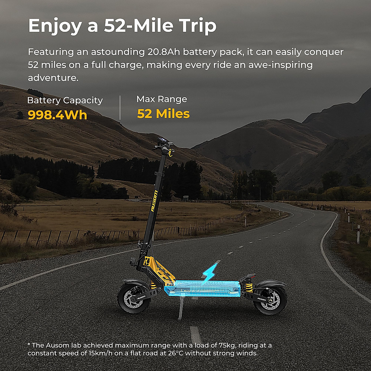 Ausom Leopard Electric Scooter, Powerful 1000W Motor, 50 Miles Range & 35 MPH, Foldable Commute Electric Scooter for Adults w/10 Off Road Tires, Removable Seat (Leopard V)