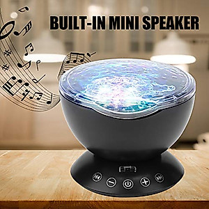 LZKW 7 LED Colorful Music Player, Automatic Projection Portable Music Player Projector Free Timing Function 7LED Ocean Color Projection for Home for Bedroom
