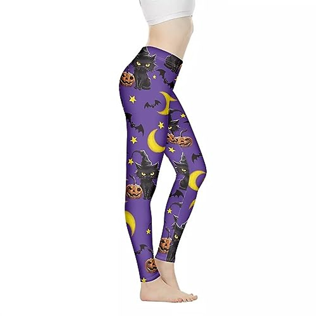 Xhuibop Halloween Cat Witch Women Workout Leggings Plus Size 2X Large Yoga Pants for Girls High Waisted Gym Trousers Tummy Control Active Tights Butt Lift Ladies Running Outfits