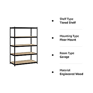 Edsal 48"W x 24"D x 72"H 5-Shelf Steel Shelving, Black