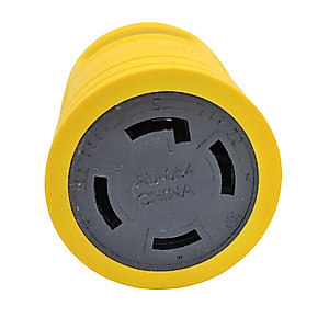 Parkworld 884968 Generator Adapter, 30A Generator 3-Prong to 30A 4-Prong, L5-30P Male to L14-30R for Home Back Power Transfer Switch or House Panel (Compact Adapter) (Yello with Lighted)