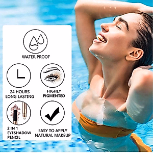 OVIQERKI 18 color eyeshadows stick shimmer,Highlighter waterproof eyeshadow pen,Colour pop eye makeup (Rose Gold # 03)