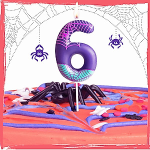 Purple Spider 3rd Birthday Candles Spider Themed Number 3 Candle Cake Topper Spider Cartoon Birthday Cake Decorations for Boys Girls Kids Party Supplies