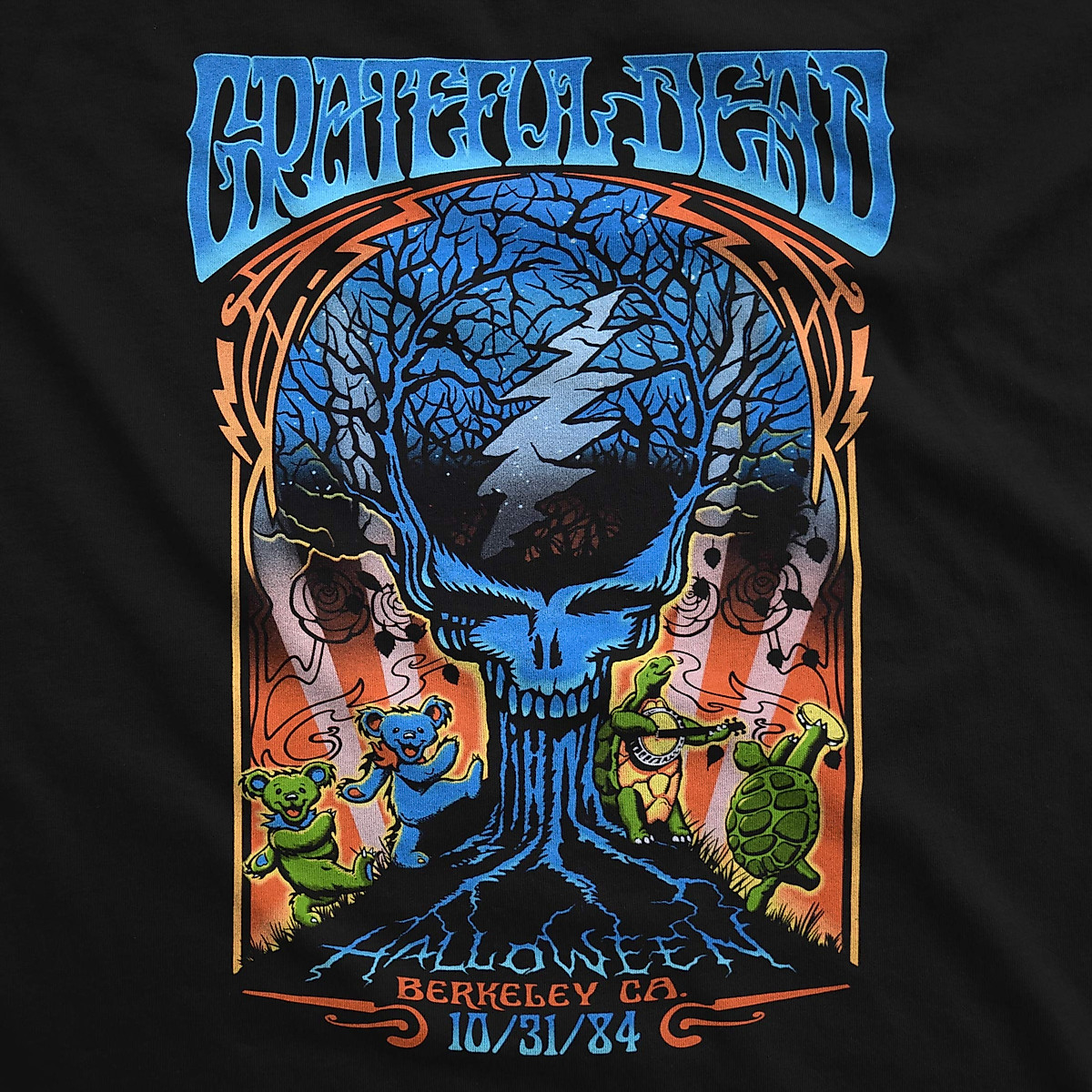 Liquid Blue Unisex-Adult Standard Grateful Halloween Dead Berkeley'84 SS Tee, Black, XX-Large