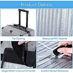 Sherr 3 Pieces Clear Luggage Covers for Suitcase Waterproof Luggage Protector Luggage Protective Cover for Travel (Fits Most 20" to 28" Luggage)