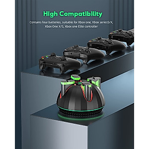 Rechargeable Battery Pack for Xbox Controller,4x2600mAh Batteries with Charger,Rechargeable Batteries Charger Station Compatible with Xbox Series X|S/Xbox One/Xbox One S/X/Elite Controller (4x2600mAh)