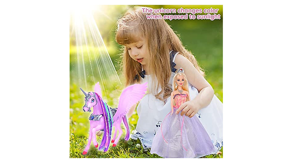 Color Changing Unicorn & Princess Doll Set for Girls