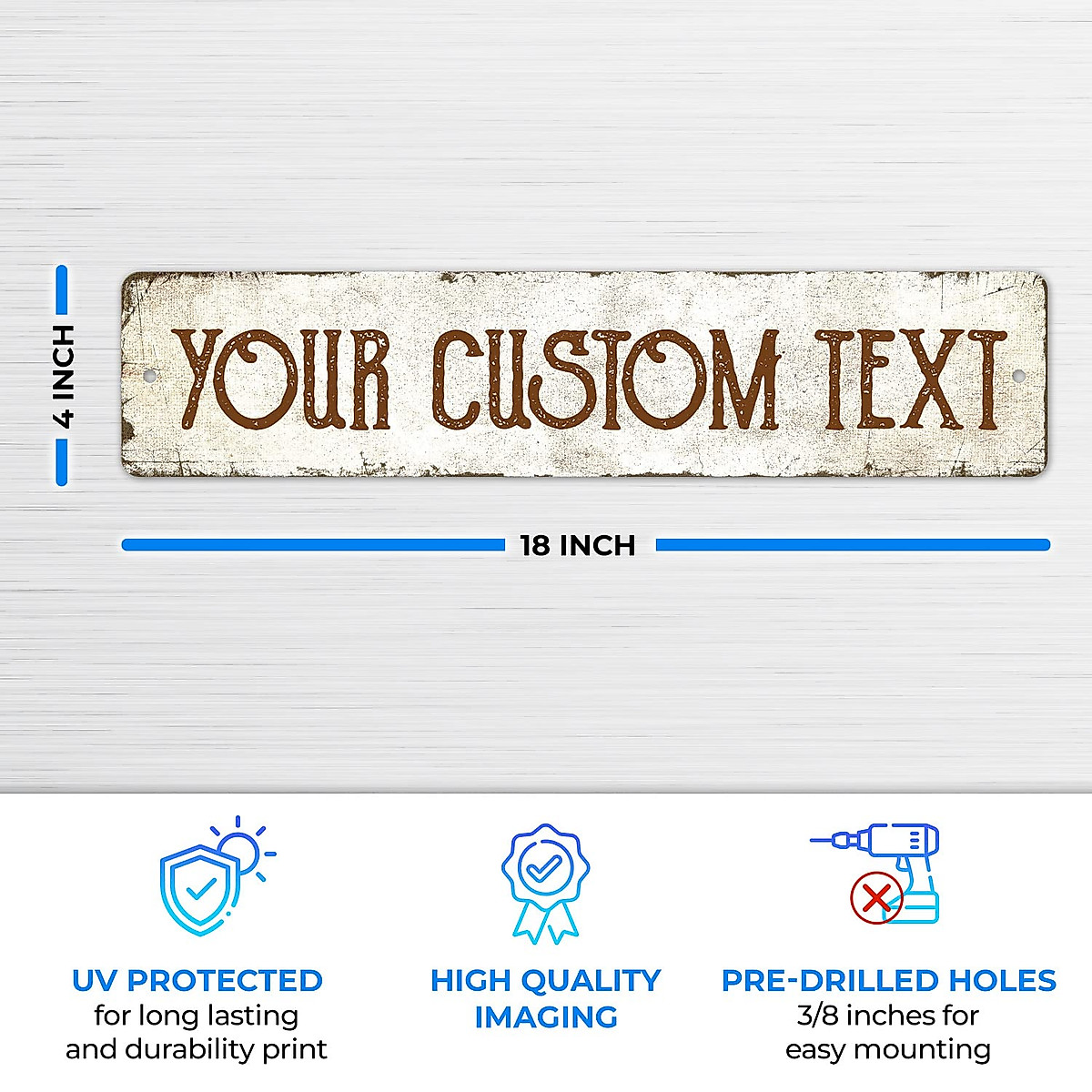 Rustic Custom Sign, Personalized Metal Signs, Cristmas Gift for Him Men Dad, Man Cave, Indoor and Outdoor Use, 4x18 Inches, ACM, Fade Resistant,