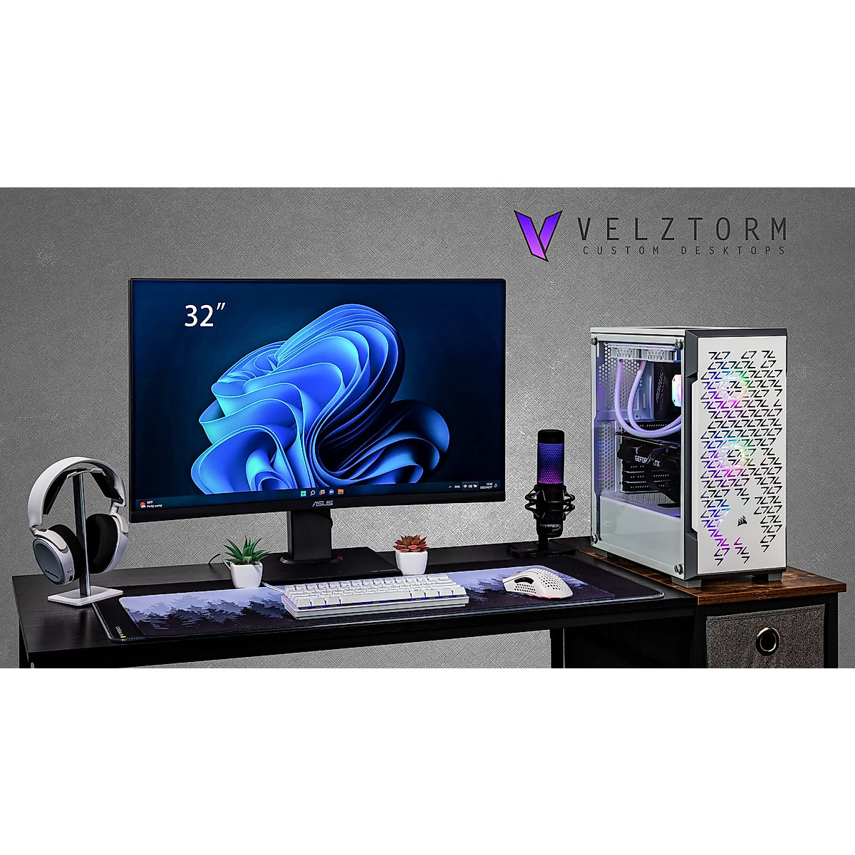 Velztorm White Ferrux II CTO Gaming Desktop (Intel i9-12900K 16-Core, GeForce RTX 3080 10GB, 32GB DDR4, 1TB PCIe SSD + 1TB HDD (3.5), 240mm AIO, 750W PSU, WiFi 6, BT 5.1, Win 11 Home) VELZ0072